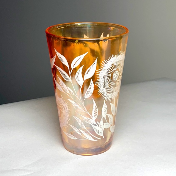 Vintage | Dining | Vintage Glass Peach Opalescent With White Flower ...